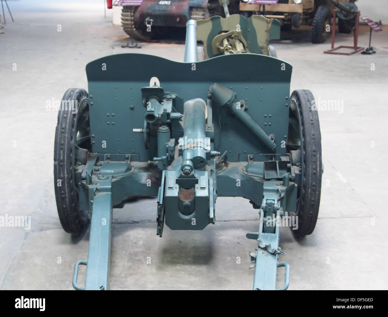 The 1937 47mm Canon SA 37 anti-tank gun, displayed at the French Armour ...
