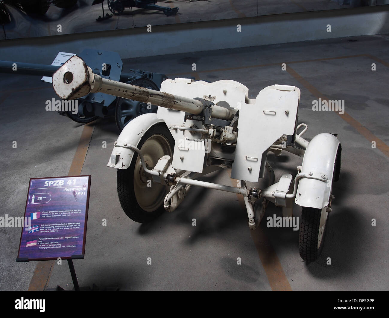 The 1941 28mm Canon SPZB 41 anti-tank gun is displayed at the Musée des ...