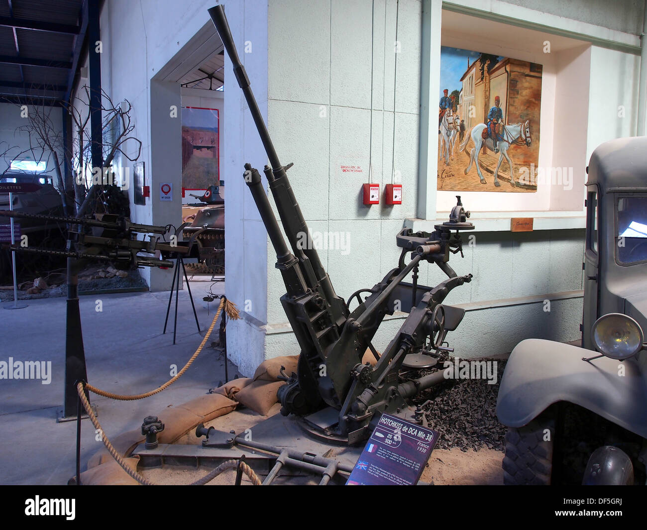 The 1938 Hotchkiss 38mm Anti-Aircraft (AA) Cannon is displayed at the ...