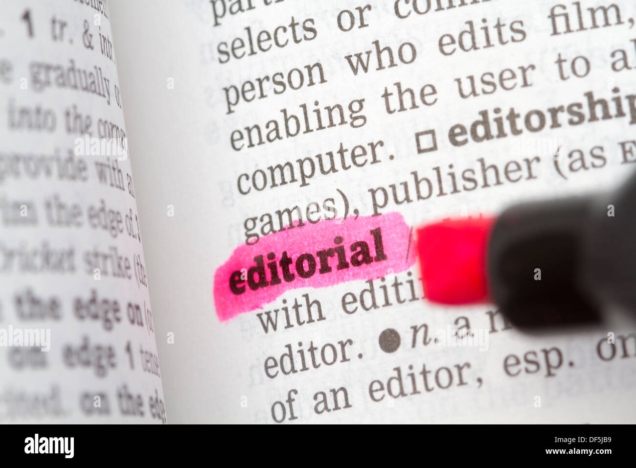 Editorial Dictionary Definition single word with soft focus Stock Photo ...