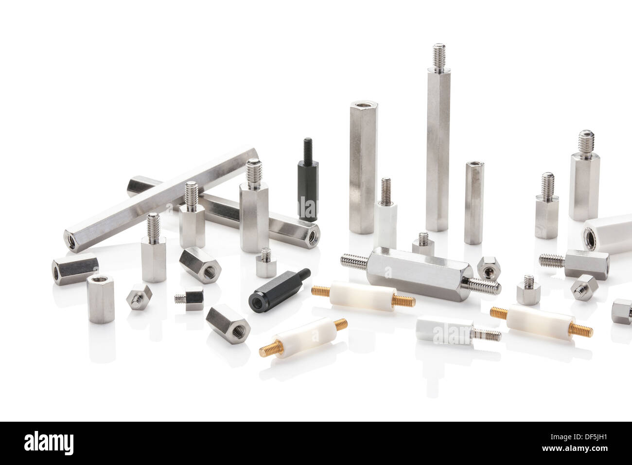 spacers and parts including threaded rod tub in metal and plastic Stock ...