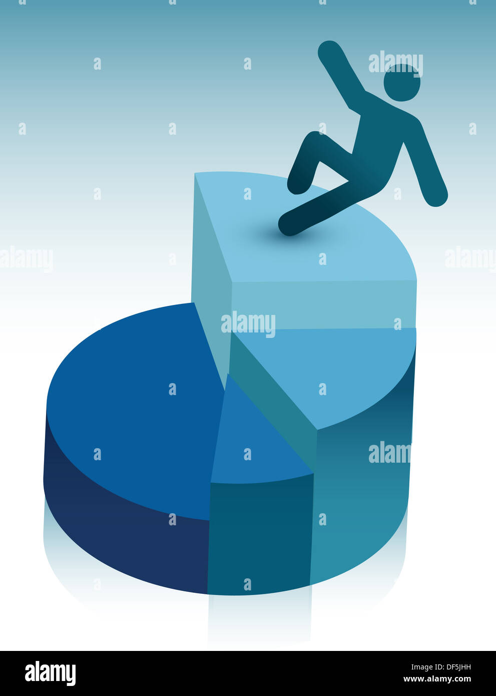 falling from pie chart illustration Stock Photo - Alamy