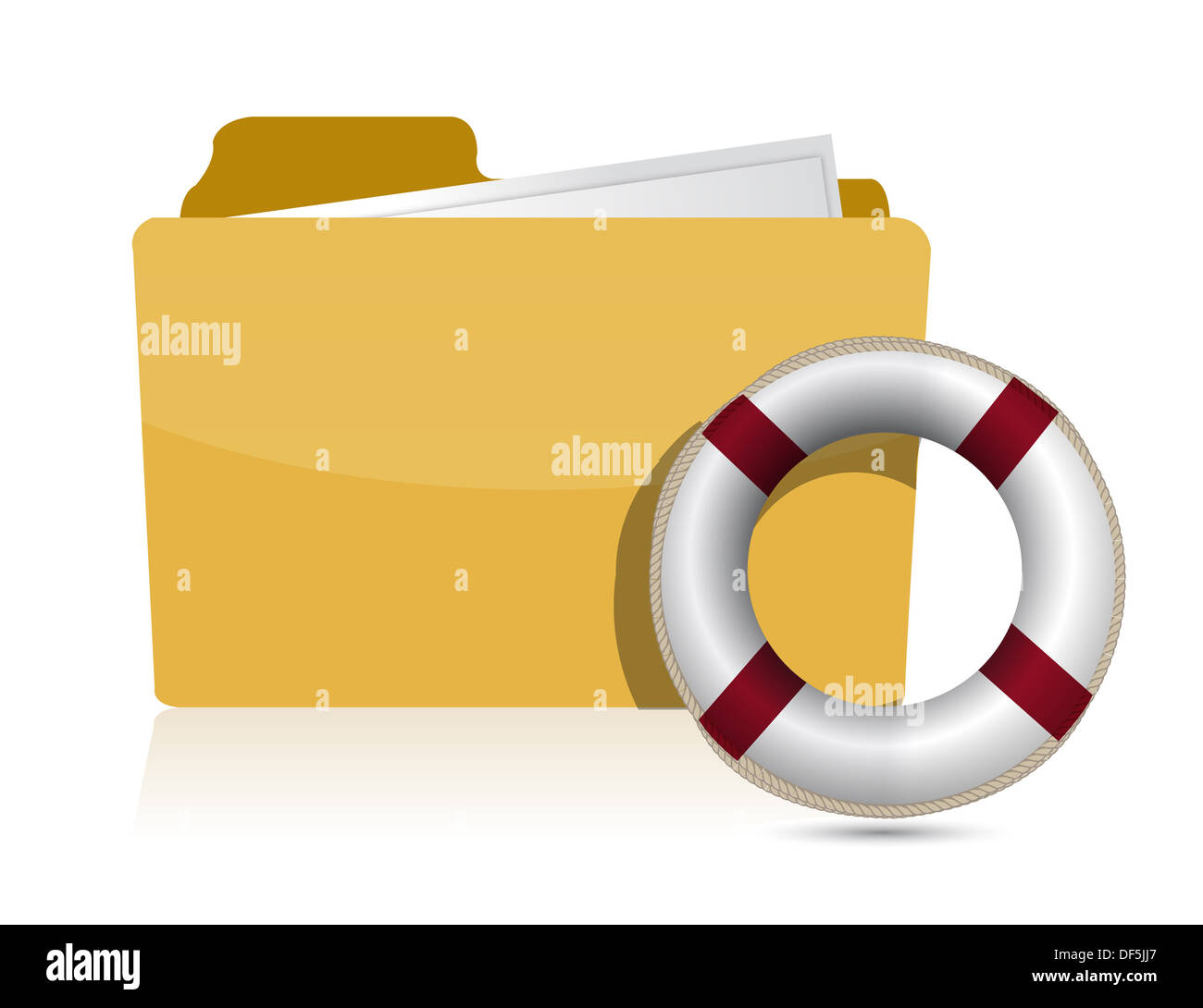 Folder icon with lifesaver over a white background Stock Photo - Alamy