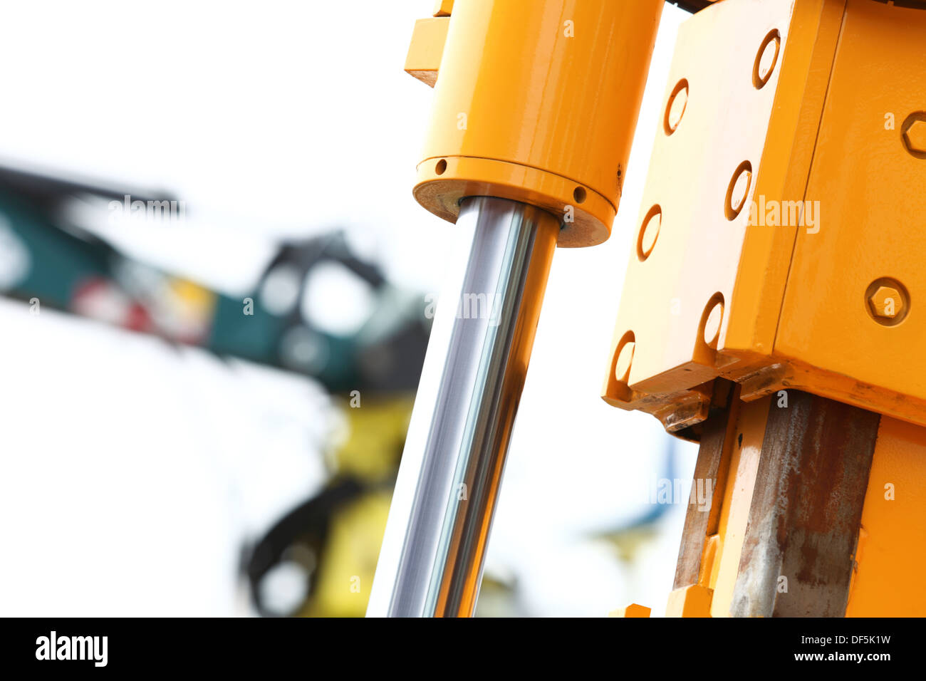 Detail of hydraulic bulldozer piston excavator arm construction ...