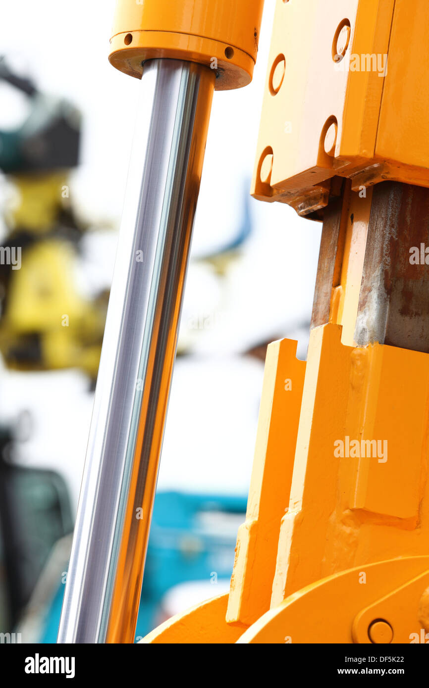 Detail of hydraulic bulldozer piston excavator arm construction ...