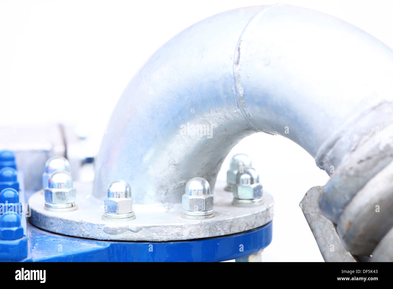 Industrial metallic pipeline joint with many screws and bolts industry ...