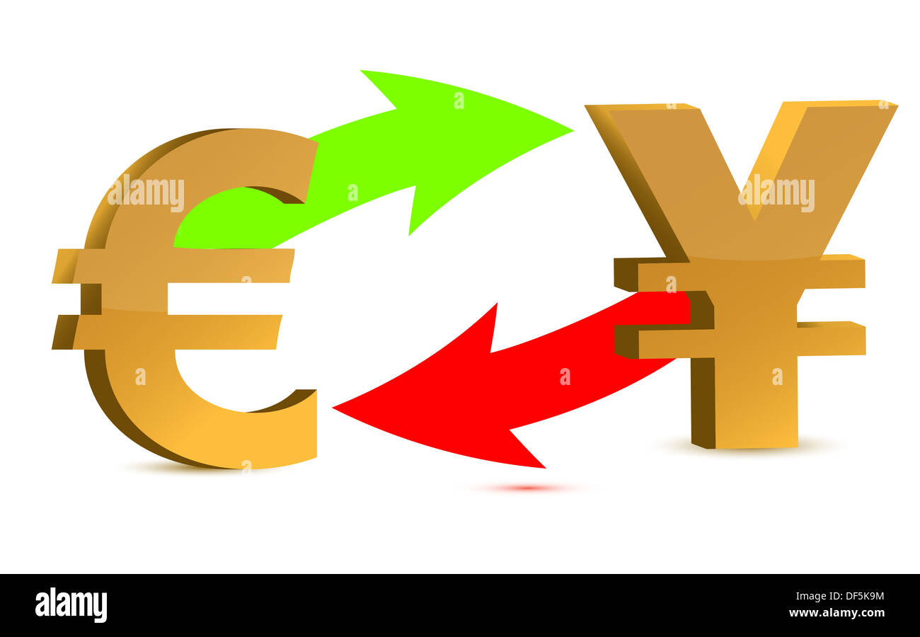 Currency exchange. euro and yen isolated on white background Stock ...