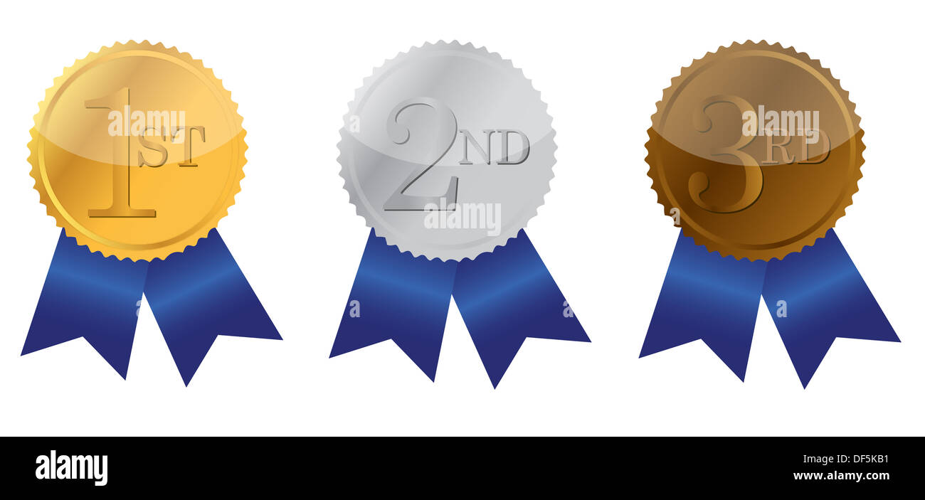 Three ribbon of Achievement, gold, silver and bronze illustration ...