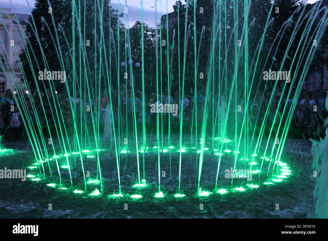 beautiful colored fountain in the city park Stock Photo - Alamy