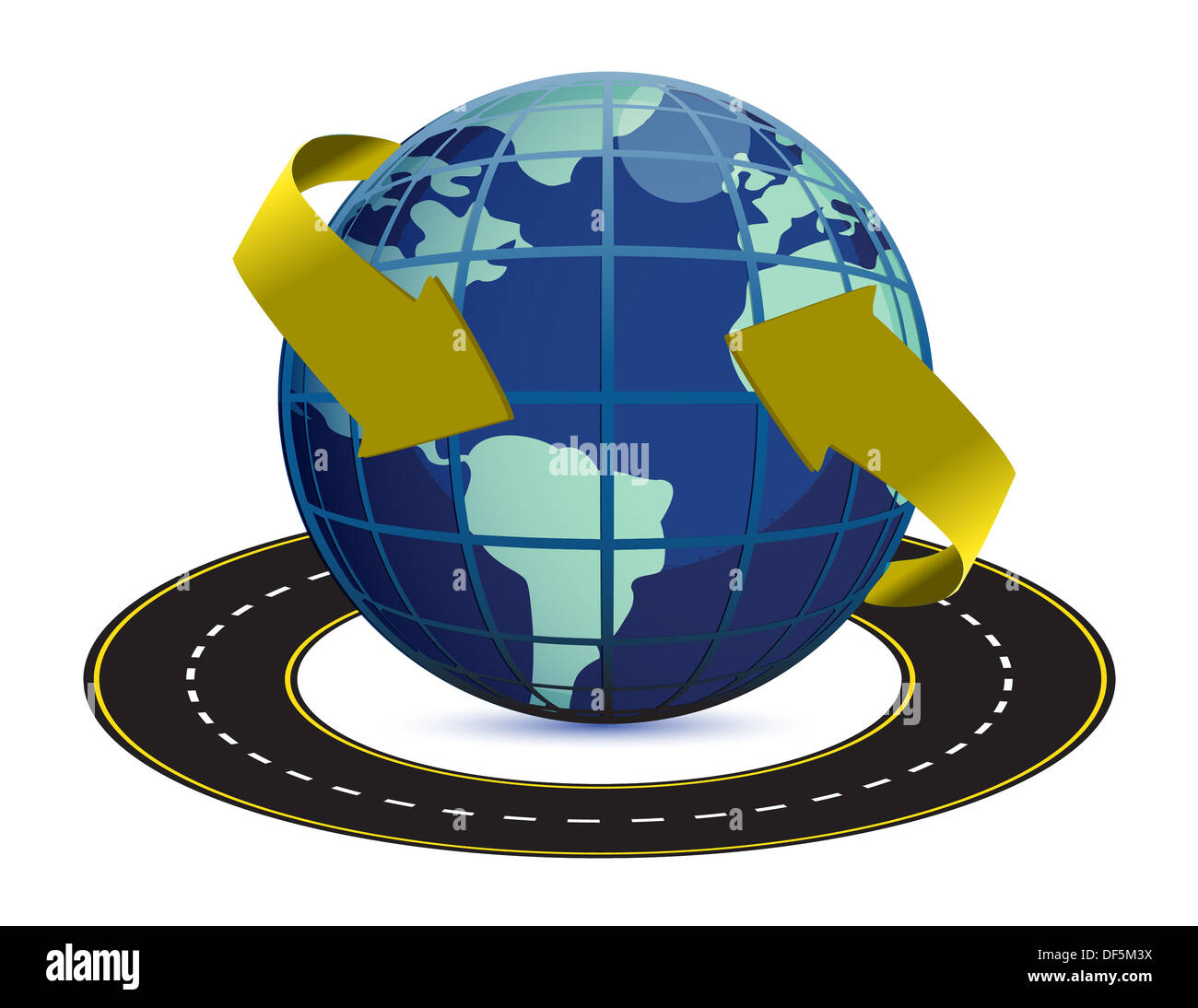 illustration of road around the earth on white background Stock Photo ...