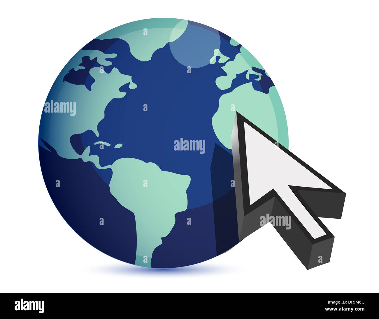 3d illustration of earth and mouse cursor, internet concept Stock Photo ...