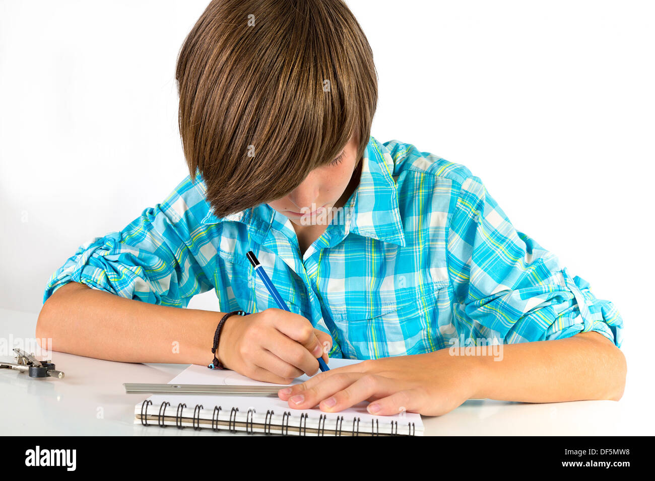 Teen studying writing ruler hi-res stock photography and images - Alamy