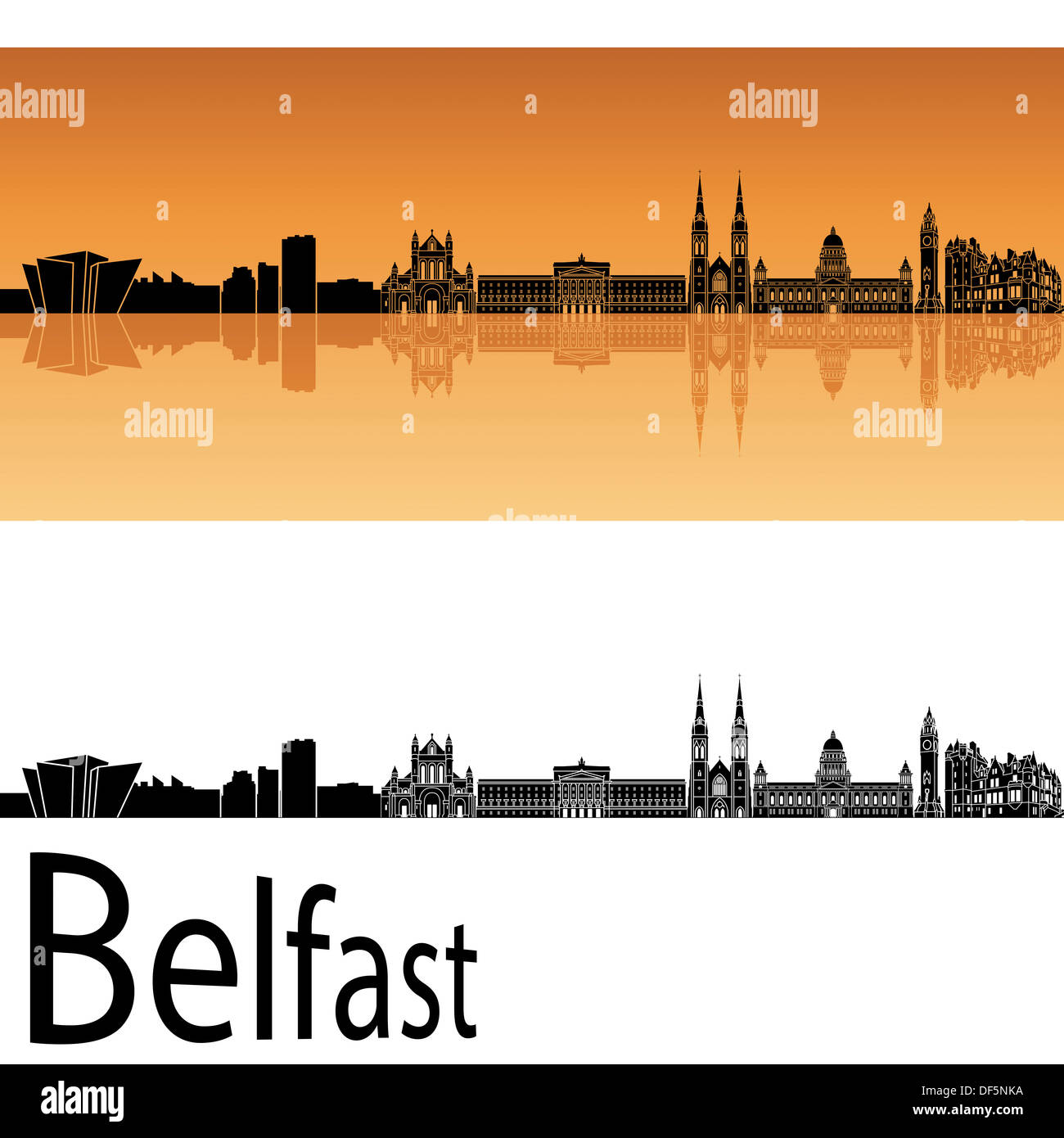 Belfast skyline in orange background Stock Photo - Alamy