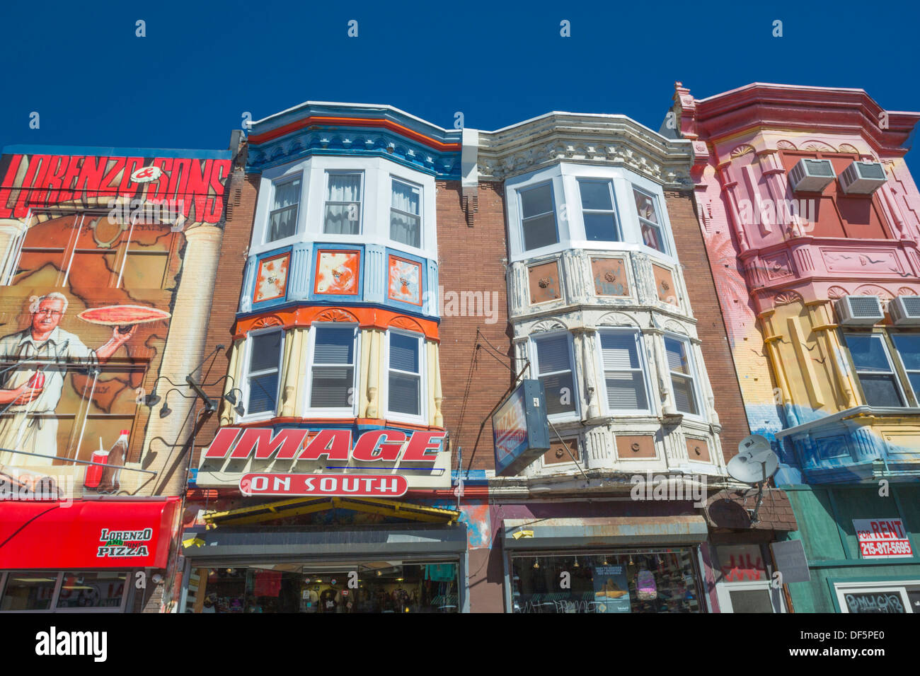 ROW OF PAINTED HOUSES ON SOUTH STREET DOWNTOWN PHILADELPHIA ...