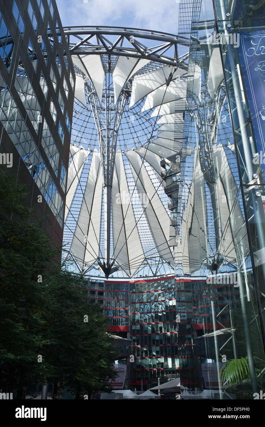 The artistic canopy above the Sony Center at Potsdamer Platz, in Berlin ...