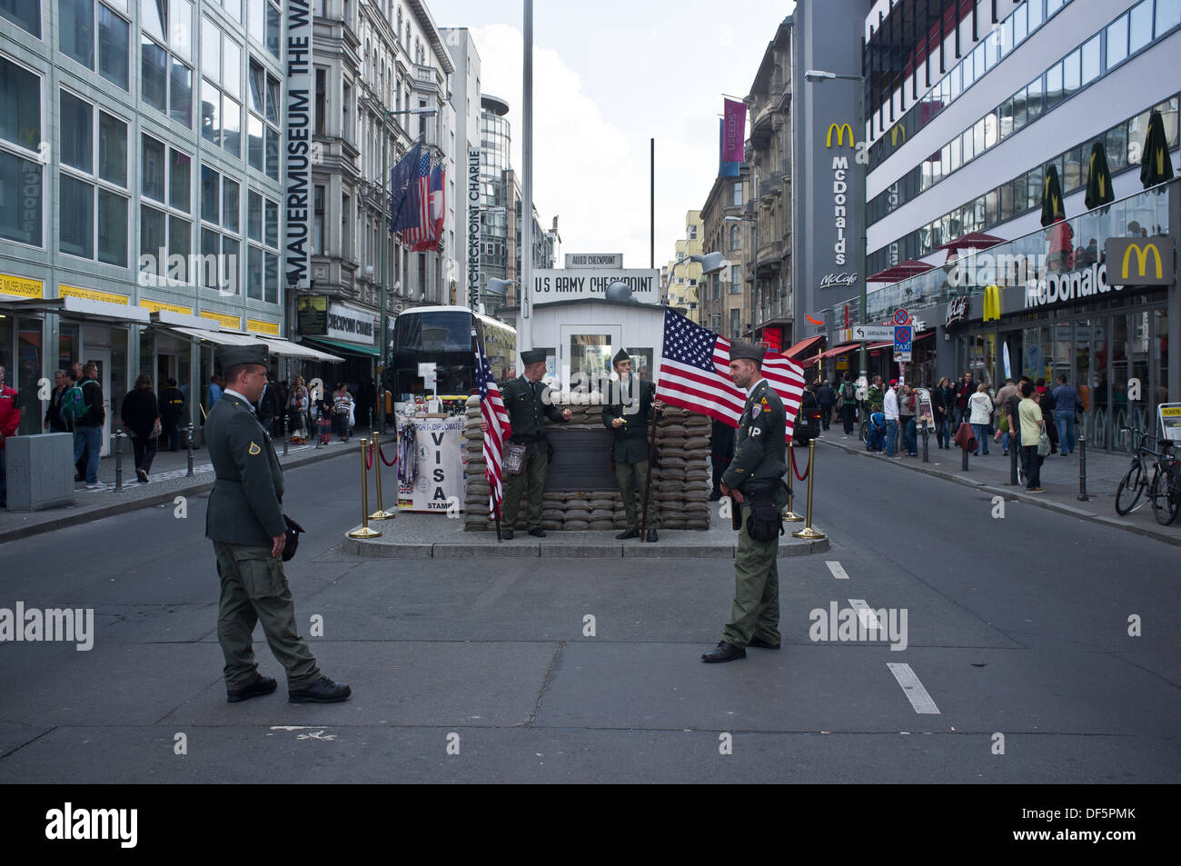 Berlin Checkpoint Charlie reconstruction Stock Photo - Alamy