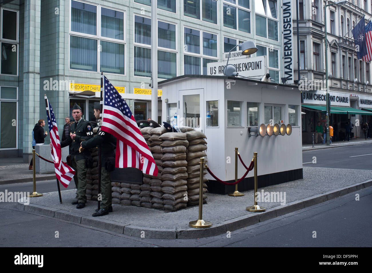 Berlin Checkpoint Charlie reconstruction Stock Photo - Alamy