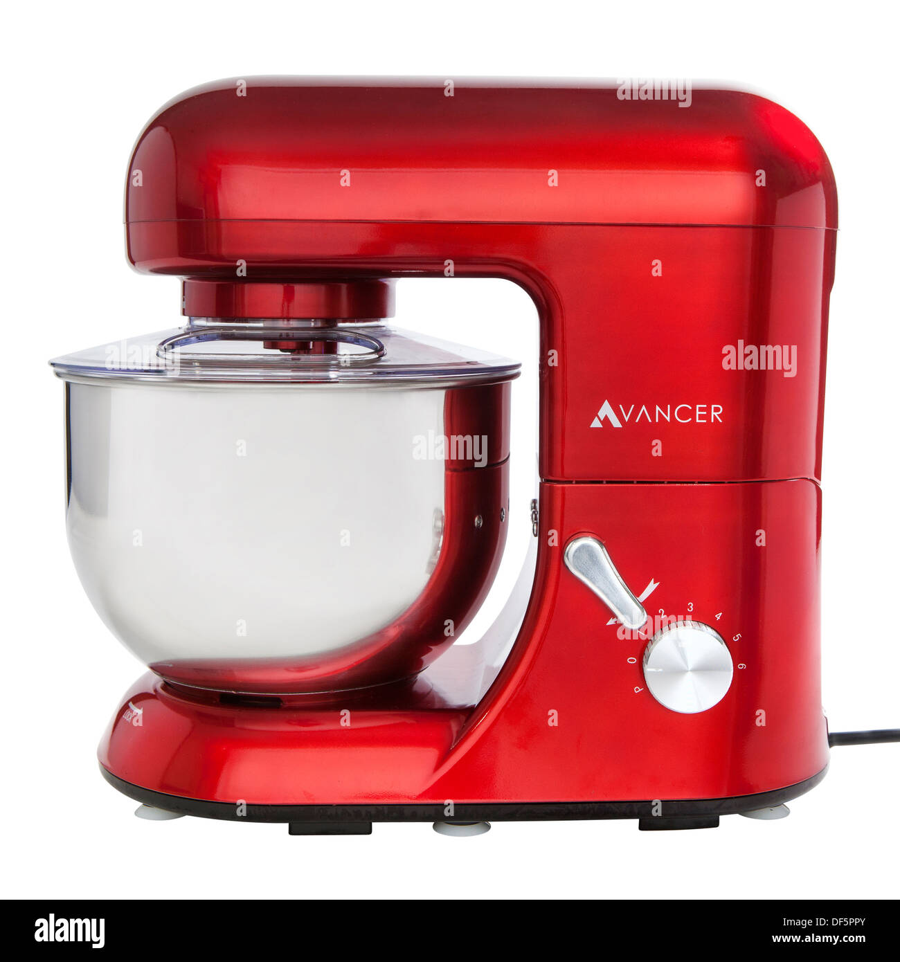 kitchen wear and appliances red food mixer isolated against white ...