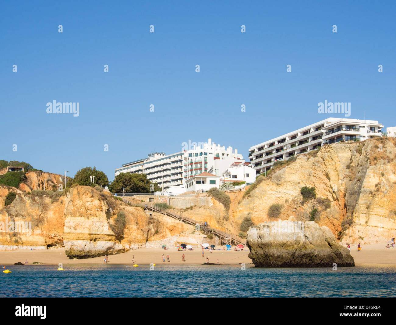 Hotel overlooking Praia da Batata beach in Lagos, Portugal Stock Photo ...