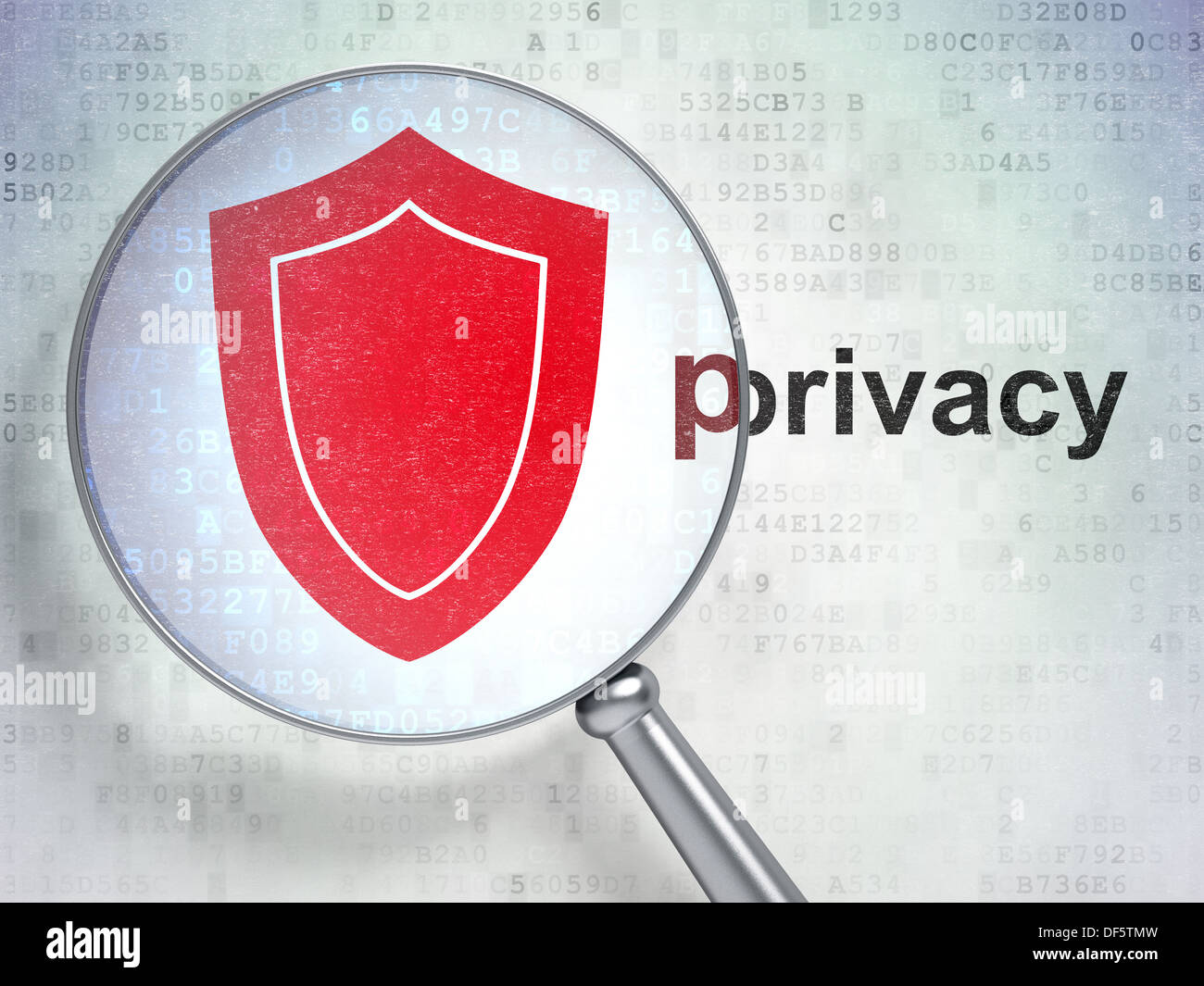 Shield icon and privacy word on digital background Stock Photo - Alamy