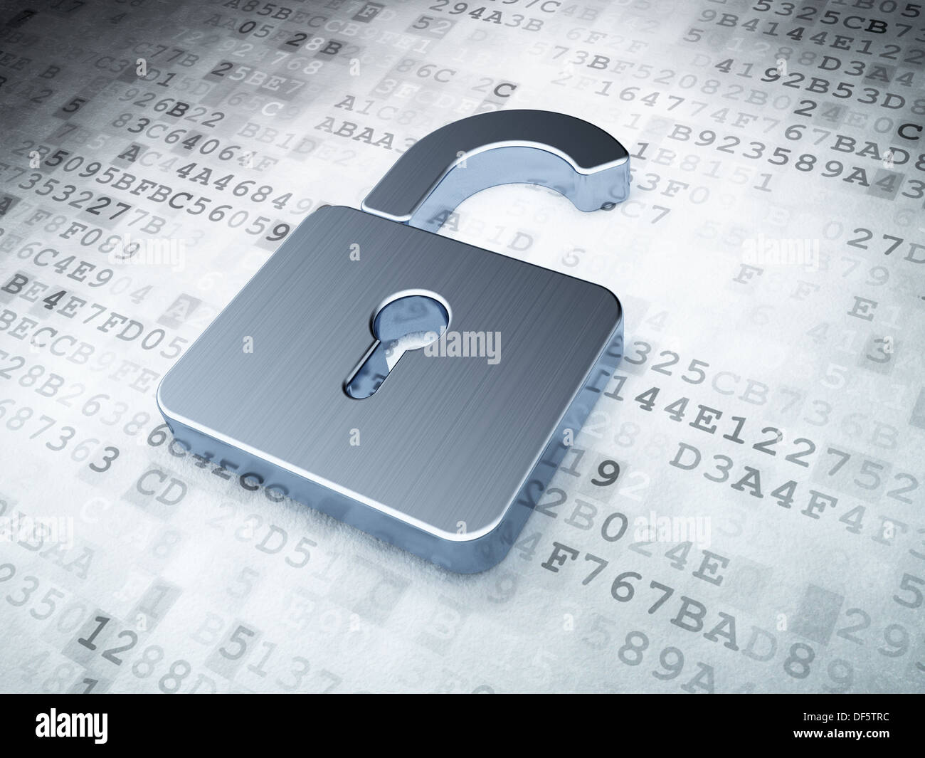 silver opened padlock on digital background Stock Photo - Alamy