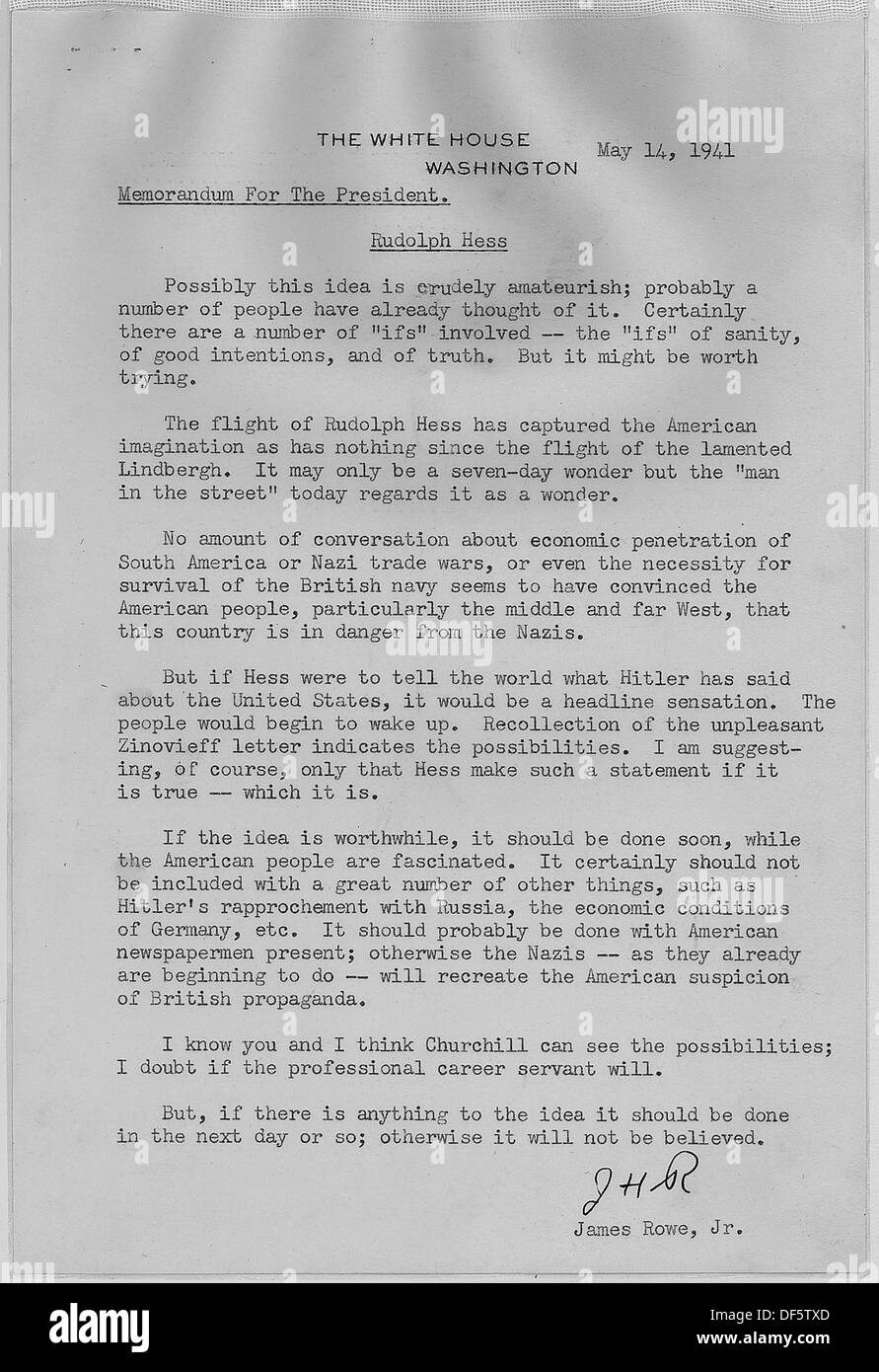 James H. Rowe, Jr. to Franklin D. Roosevelt 194920 Stock Photo - Alamy