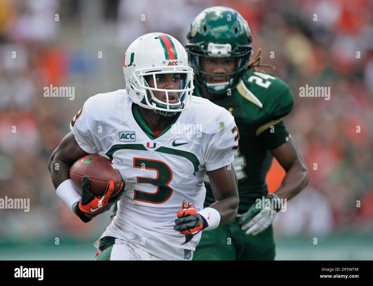 Florida, USA. 28 Sept 2013. Miami Hurricanes wide receiver Stacy Coley ...