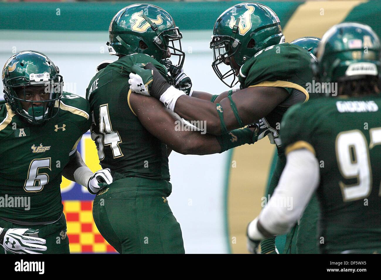 Florida, USA. 28 Sept 2013.South Florida defensive end Julius Forte (54 ...