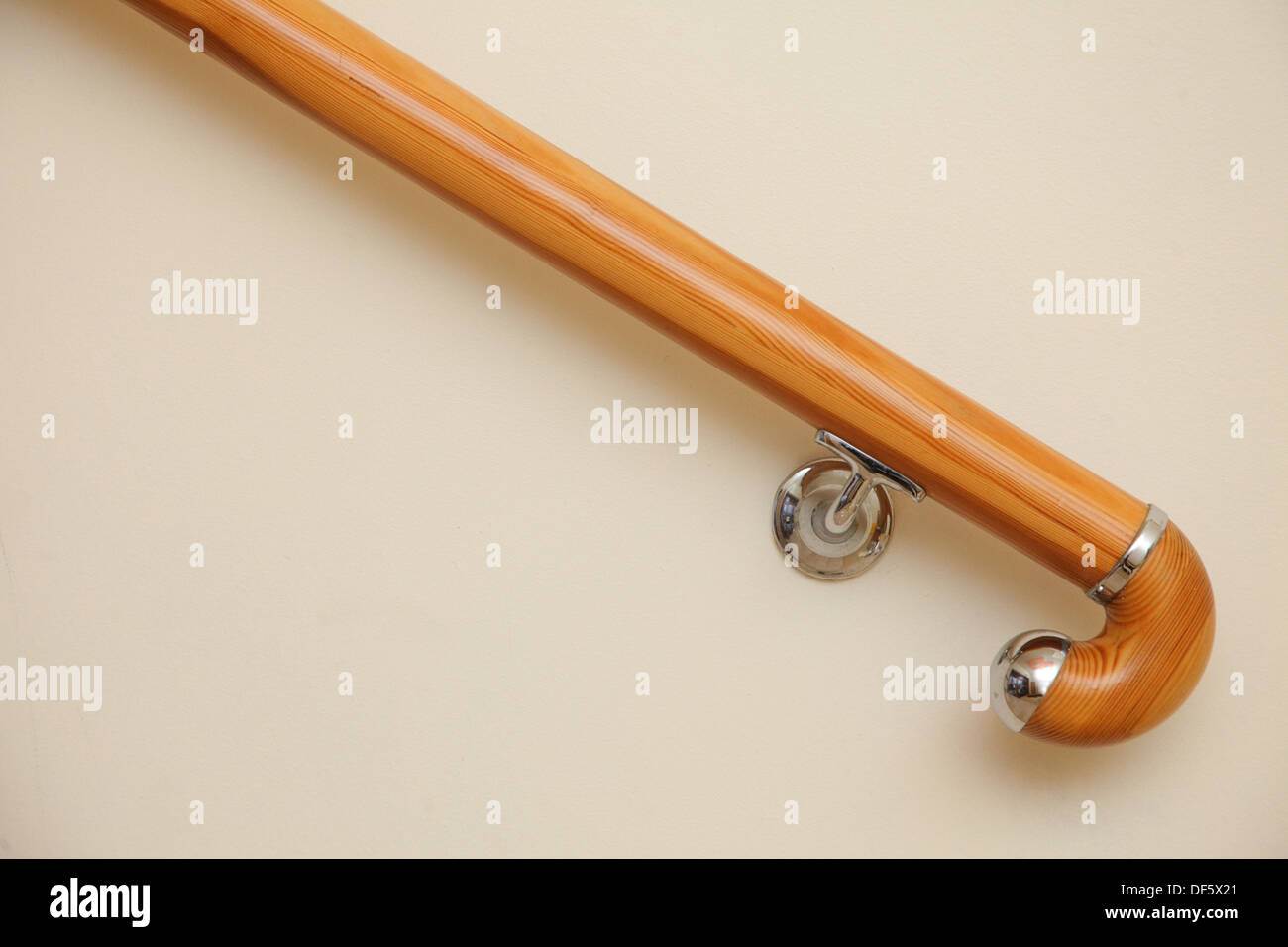 Wooden modern handrail in a newly built property Stock Photo - Alamy