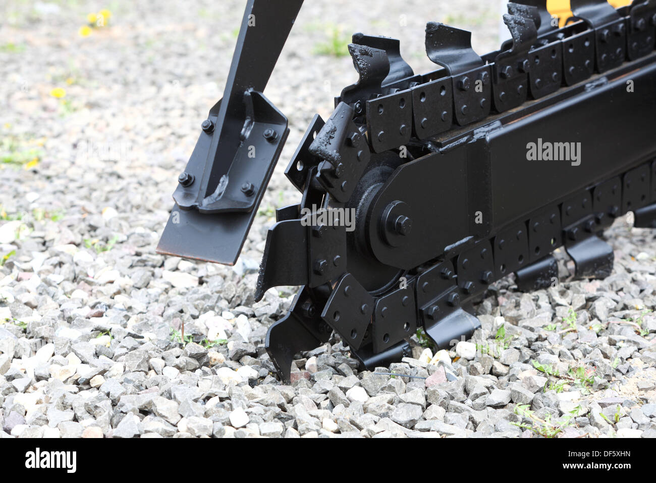 Trench digger industry detail machine for trenching Stock Photo - Alamy