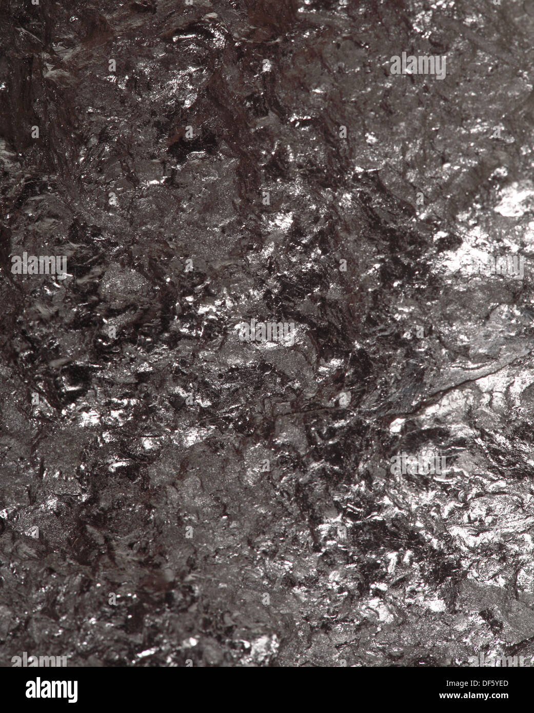 Black hard bituminous coal, carbon nugget closeup macro texture ...
