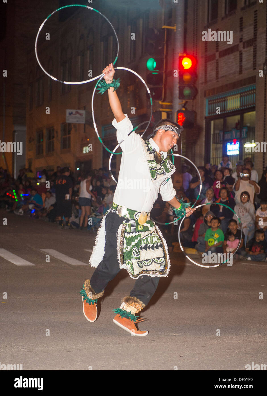 Native American with traditional costume participates at the annual ...