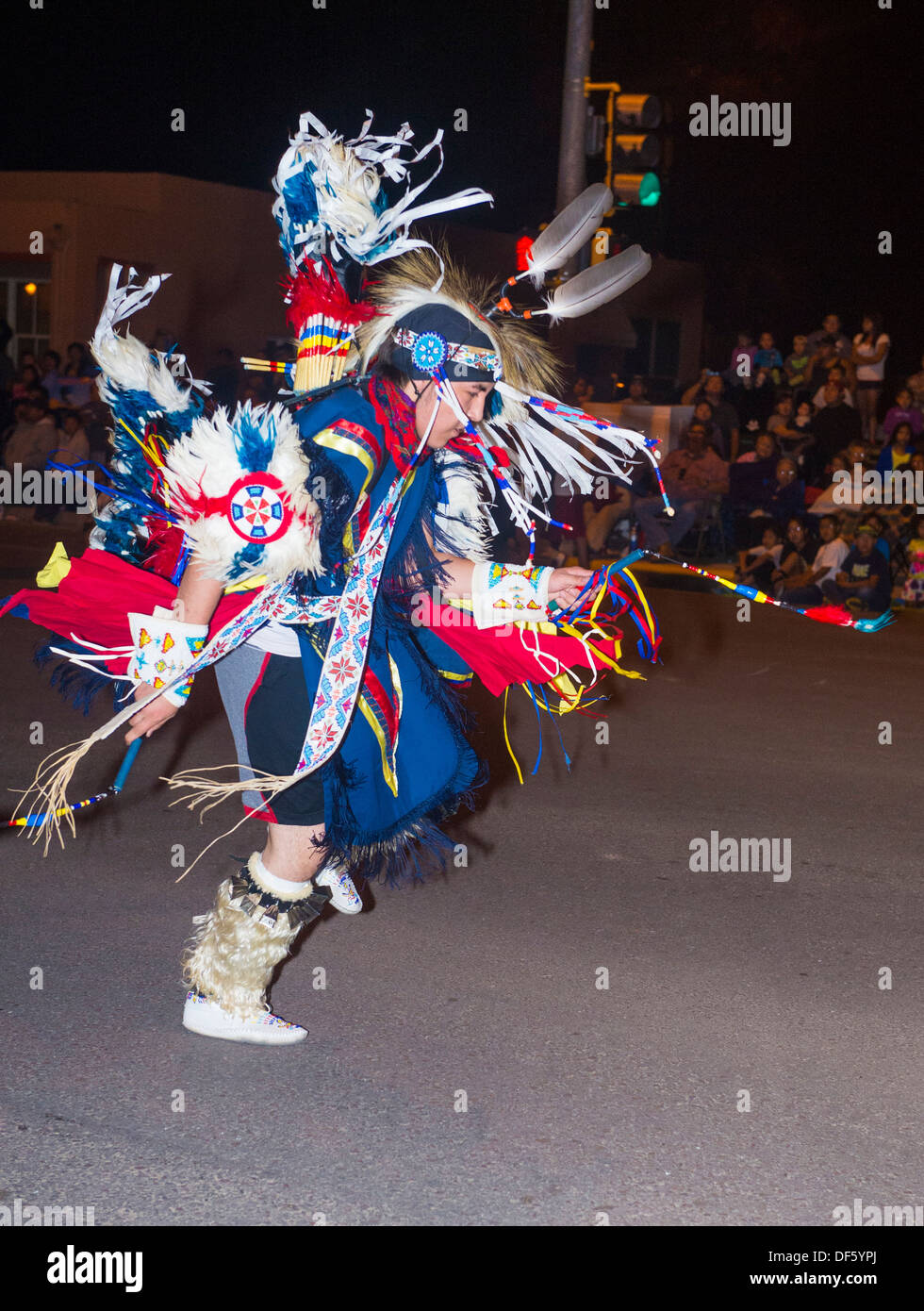 Native American with traditional costume participates at the annual ...