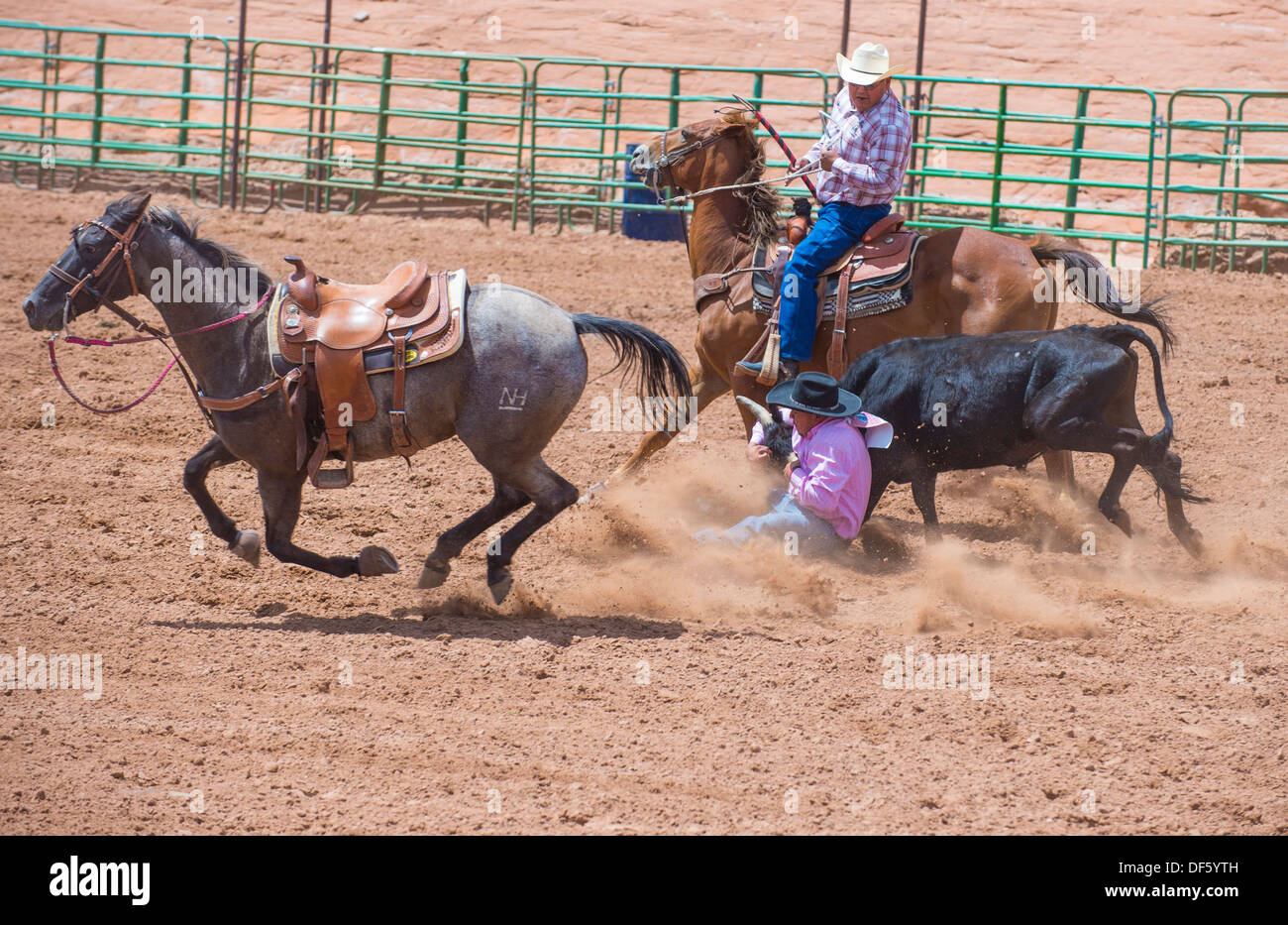 Cowboy riding horse rope gallup hi-res stock photography and images - Alamy