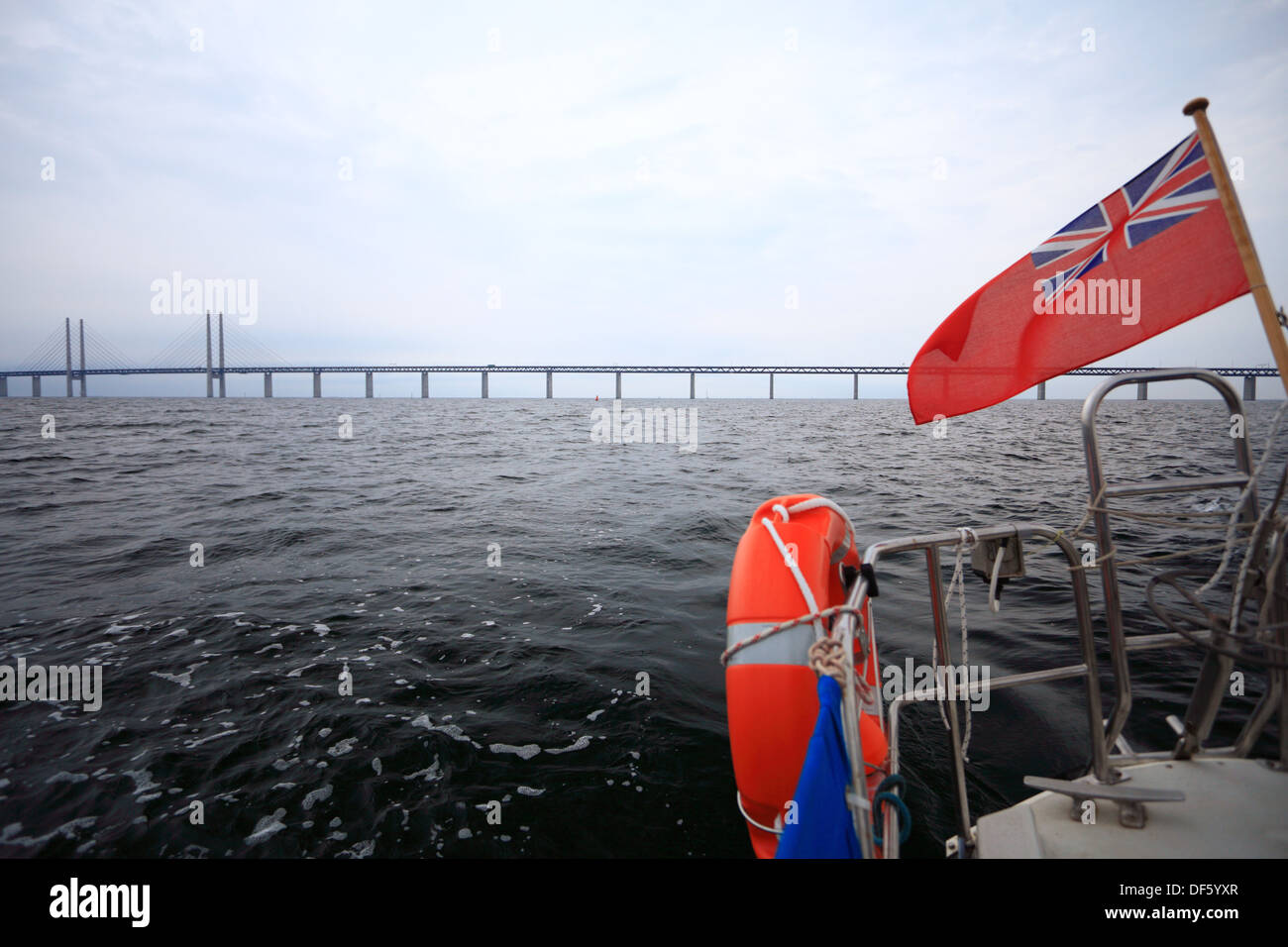 The UK red ensign the british maritime flag flown from a yacht sail ...