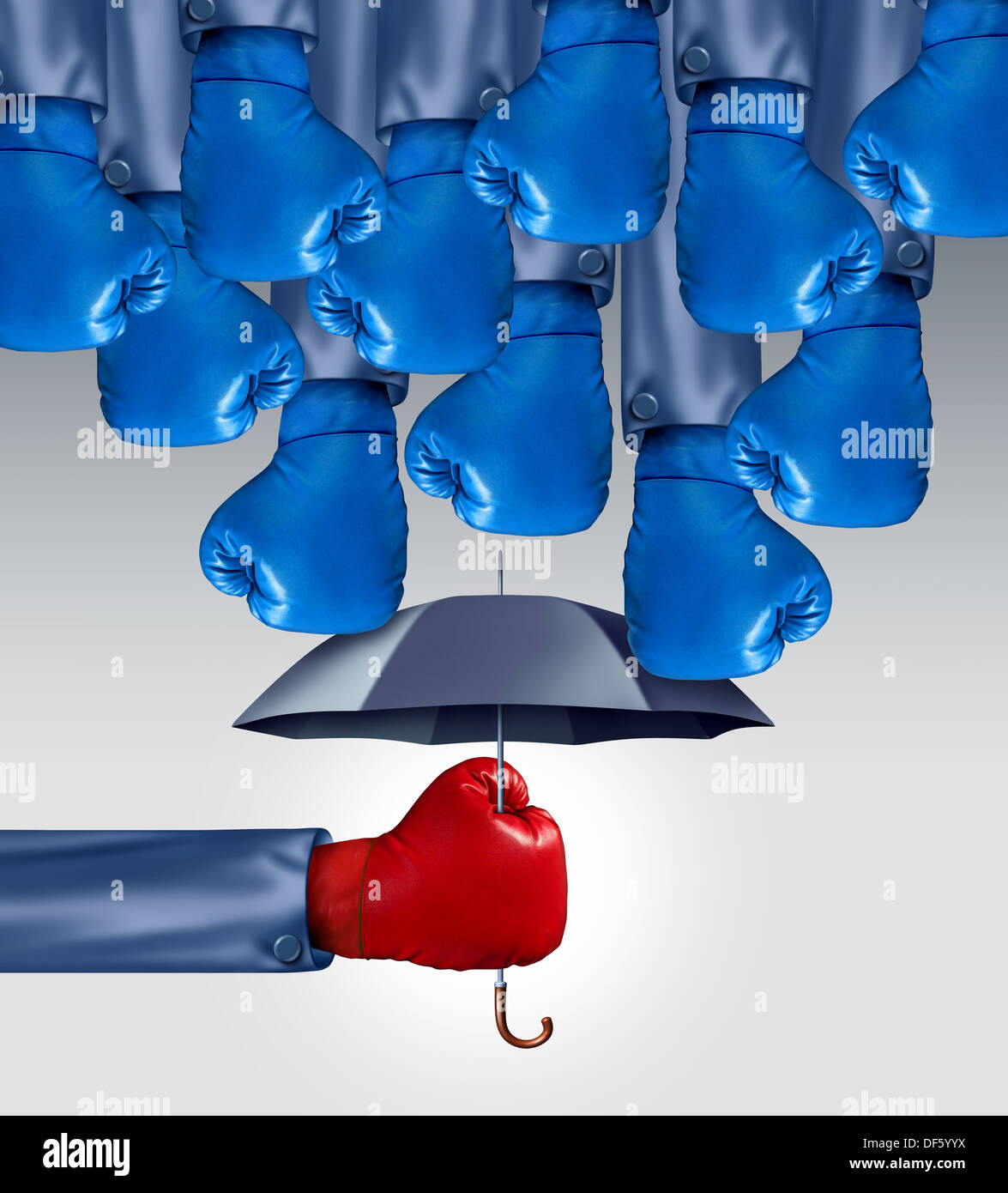 Avoid Competition business concept as a group of blue boxing gloves ...