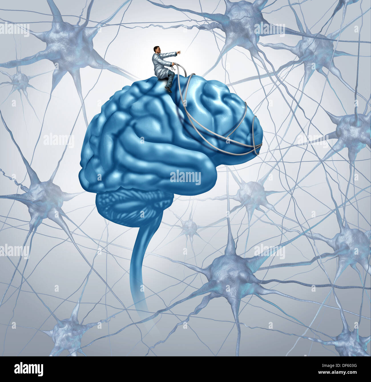 Brain medical research concept with a science doctor on a brain ...