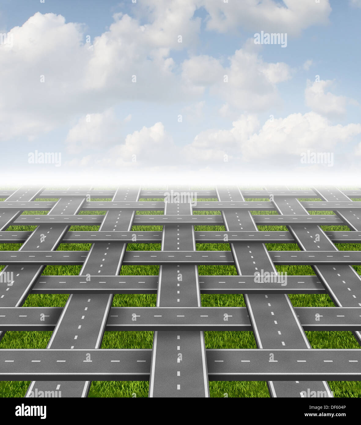 Organization management business concept with a group of roads and ...