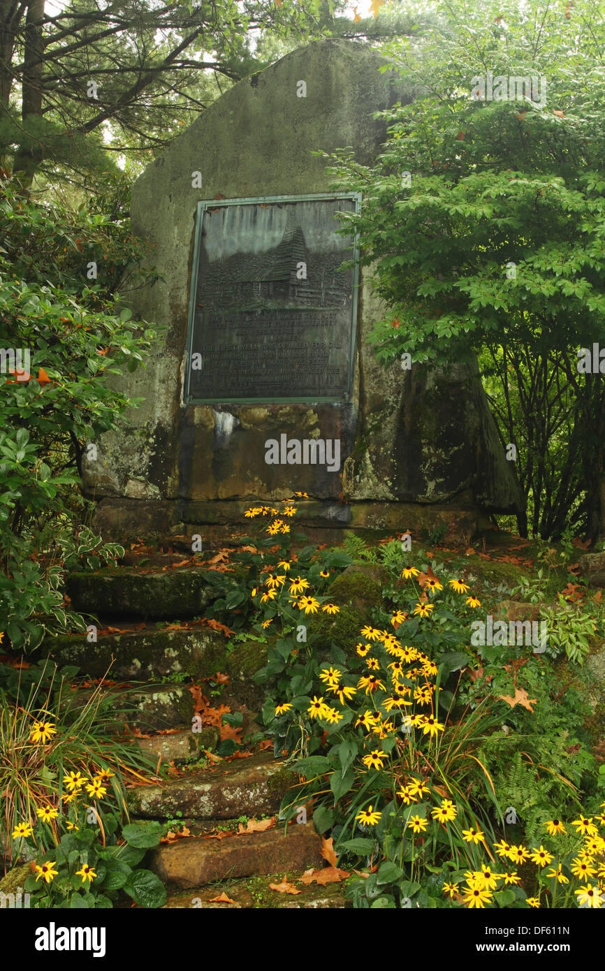 Historical Marker of the first oil well Stock Photo - Alamy