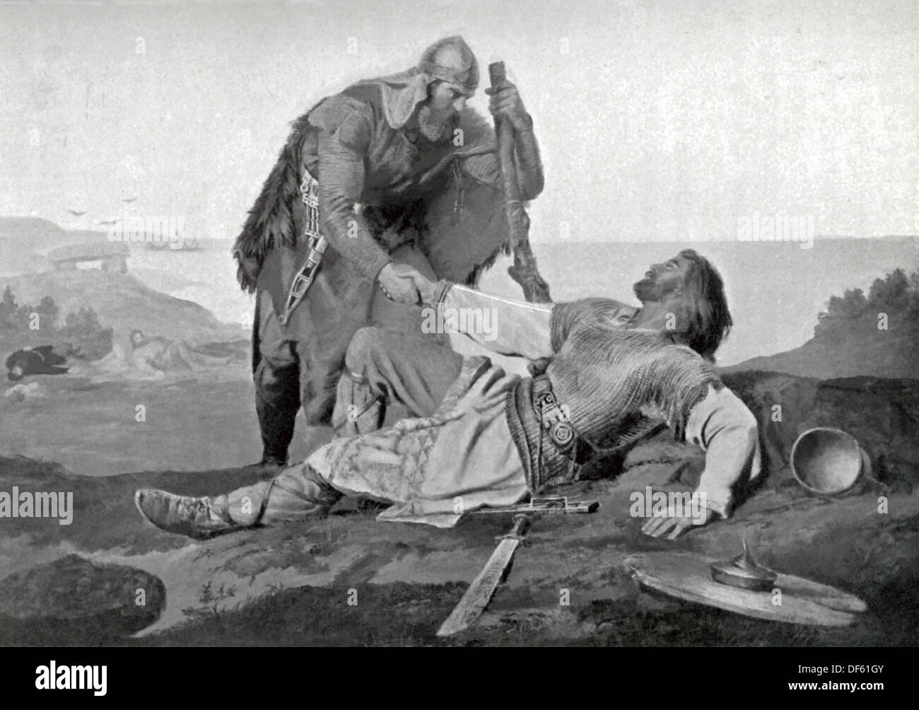 The legendary hero Orvar Odd bids farewell to Hjalmar after the fight ...