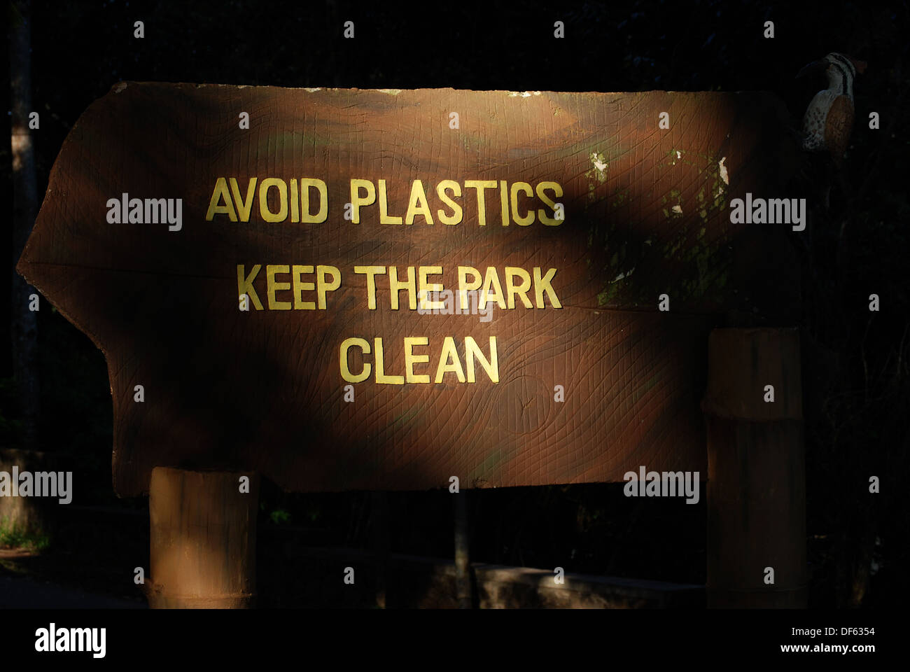 a sign board against plastic in a park,india Stock Photo - Alamy
