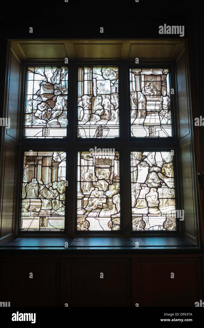 Stained glass windows, Chateau de Chantilly, Chantilly, France Stock ...