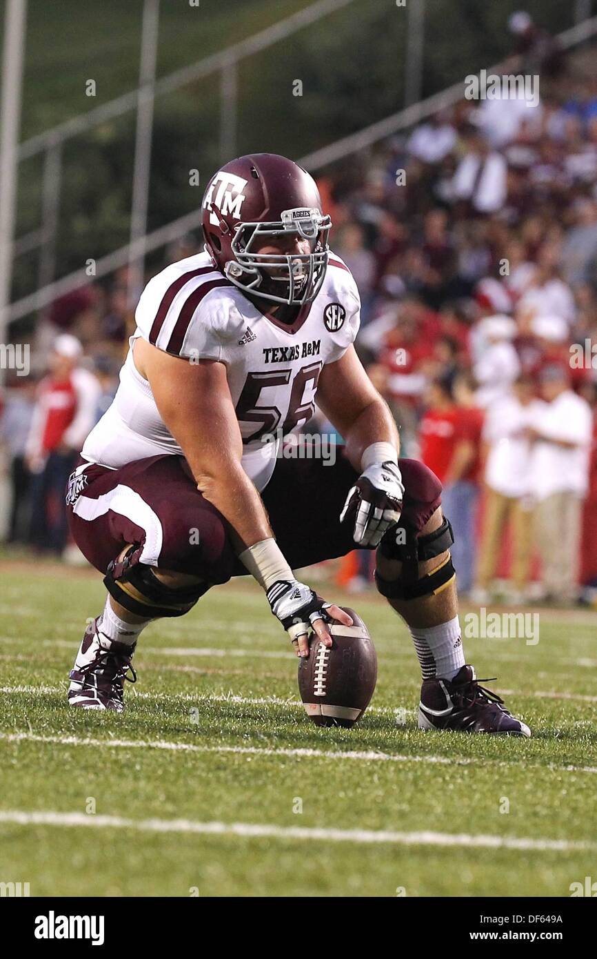 Sept. 28, 2013: A&M center Mike Matthews #56 surveys the defense as he ...