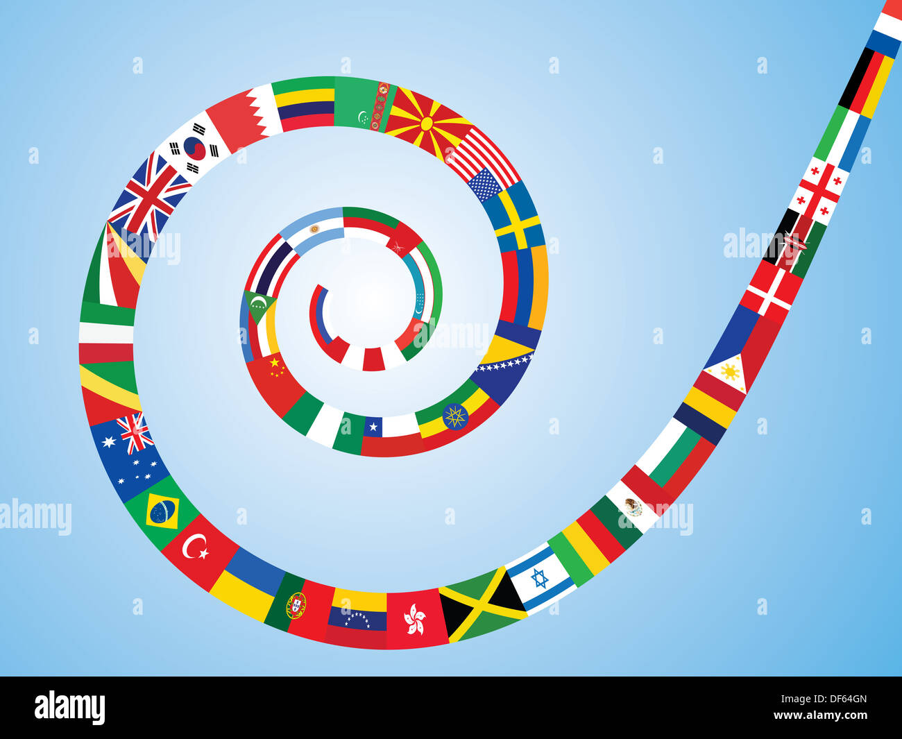 spiral made of world flags vector illustration Stock Photo - Alamy