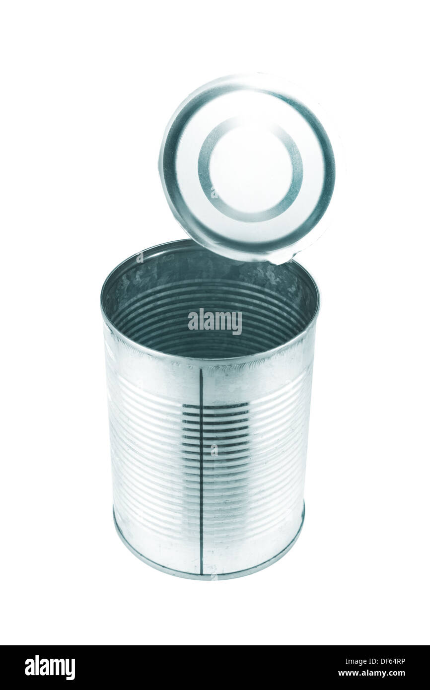 open and empty can on white background with a clipping path (with ...