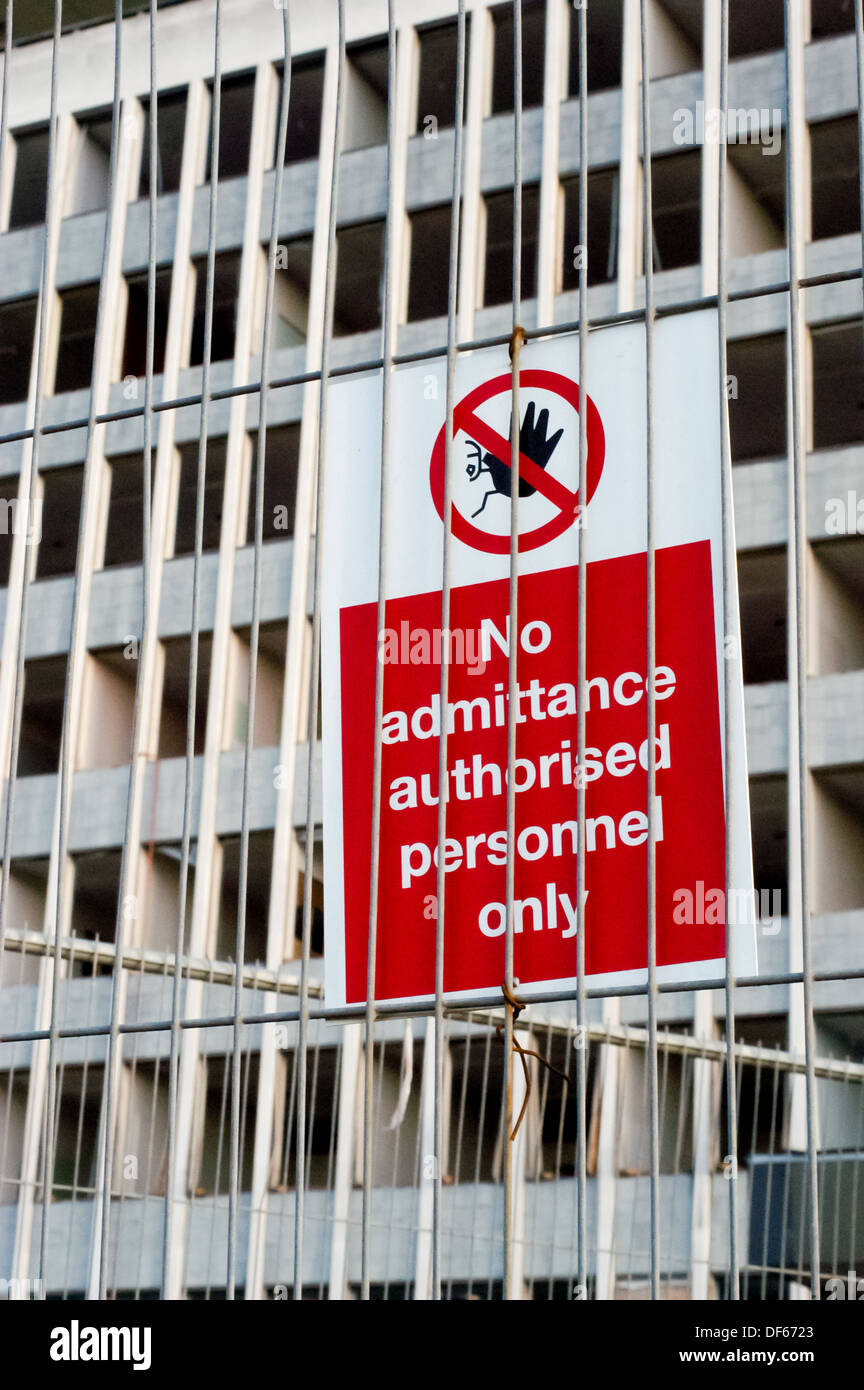 Warning Signs, ICI Offices, Billingham, Teesside Stock Photo - Alamy