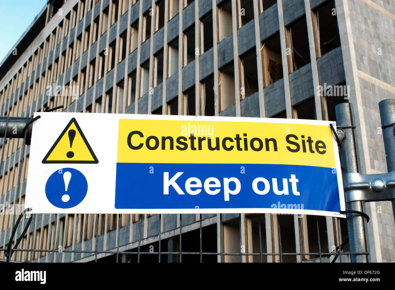 Warning Signs, ICI Offices, Billingham, Teesside Stock Photo - Alamy