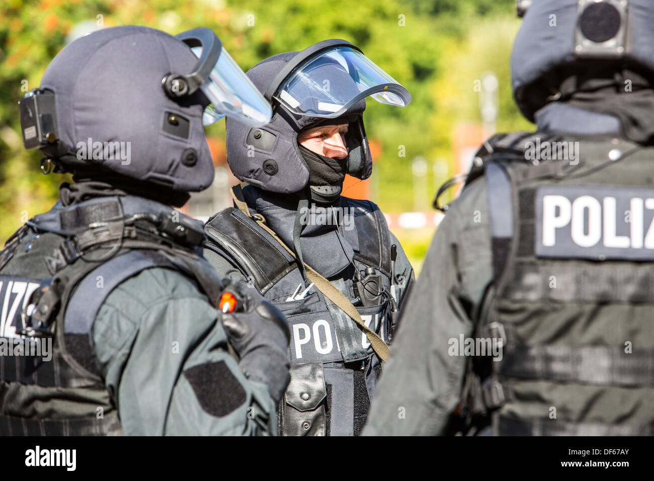 Police SWAT team exercise, rescuing of hostages. Special police forces ...