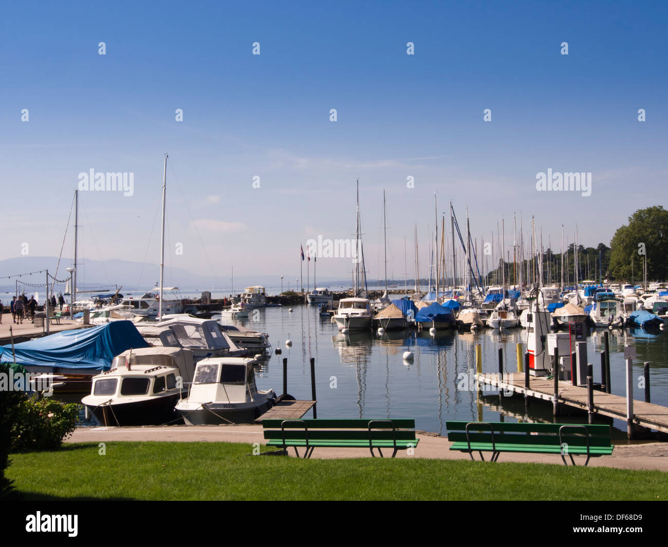 Nyon, a Swiss town on the shores of Lake Geneva in Switzerland ...