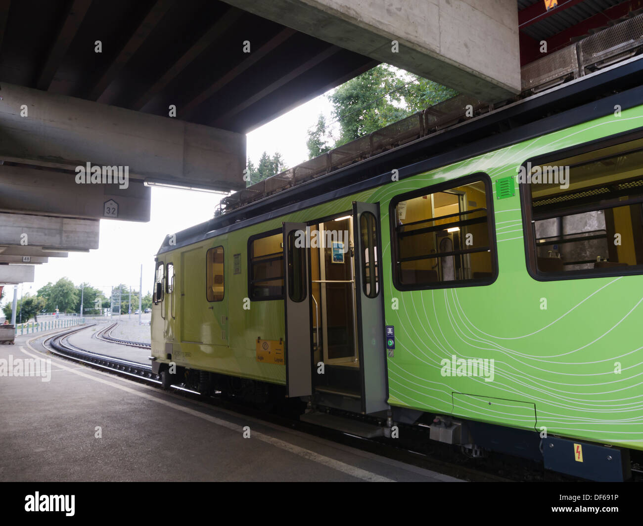Aigle Leysin railway in the Vaud canton of Switzerland Feydey station ...